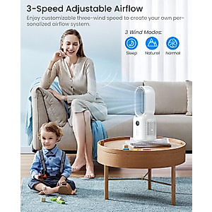 let'me Desk Fan, 106° Oscillating Fan for Indoors,Bladeless Fan with 3 Speeds, Small Office Fan with LED Light, 13 Inch Personal Small Fan for Bedroom Home Office Desktop