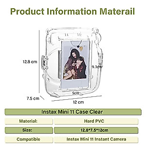 MUZIRI KINOKOO Mini 11 Case Compatible with Fuji Instax Mini 11 Instant Camera -Hard PVC Crystal Clear Case with Back Photo Pocket to Store Films -Transparent