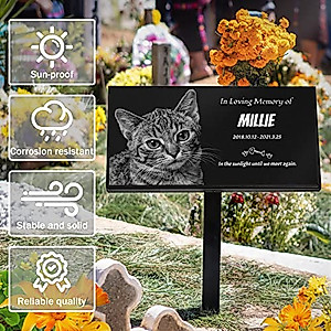Personalized Human Memorial Stones Black Granite Memorial Garden Stone 12x6 Inches Engraved with Photo Name Date Memorial Stones for Loved Ones Personalized or Dog Cat Pet Memorial Stones