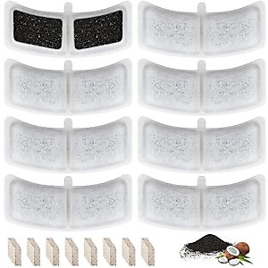 8 Pack Pet Water Fountain Filter, Replacement Filters for SIBAYS 101OZ 3L Automatic Pet Fountain, Food Grade Water Fountain Filter & Pump Filters, Made of Activated Carbon and PP Cotton