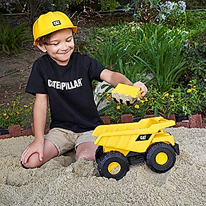 CAT Construction Toys, Dump Truck Set with CAT Hard Hat and Sand Tools, Outdoor Toys for Kids Ages 3+