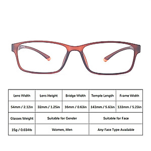 Optifine Blue Light Blocking Reading Glasses Women Men Rectangle Eyeglasses Frame Computer Magnification Reader Matt Brown +0.25