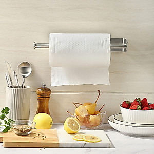 Paper Towel Holder, Self-Adhesive Paper Towel Holder Under Cabinet , Both Available in Adhesive and Screws, Wall Mount Hanging Paper Towel Rack for Kitchen, Stainless Steel Silver Paper Towel Holders