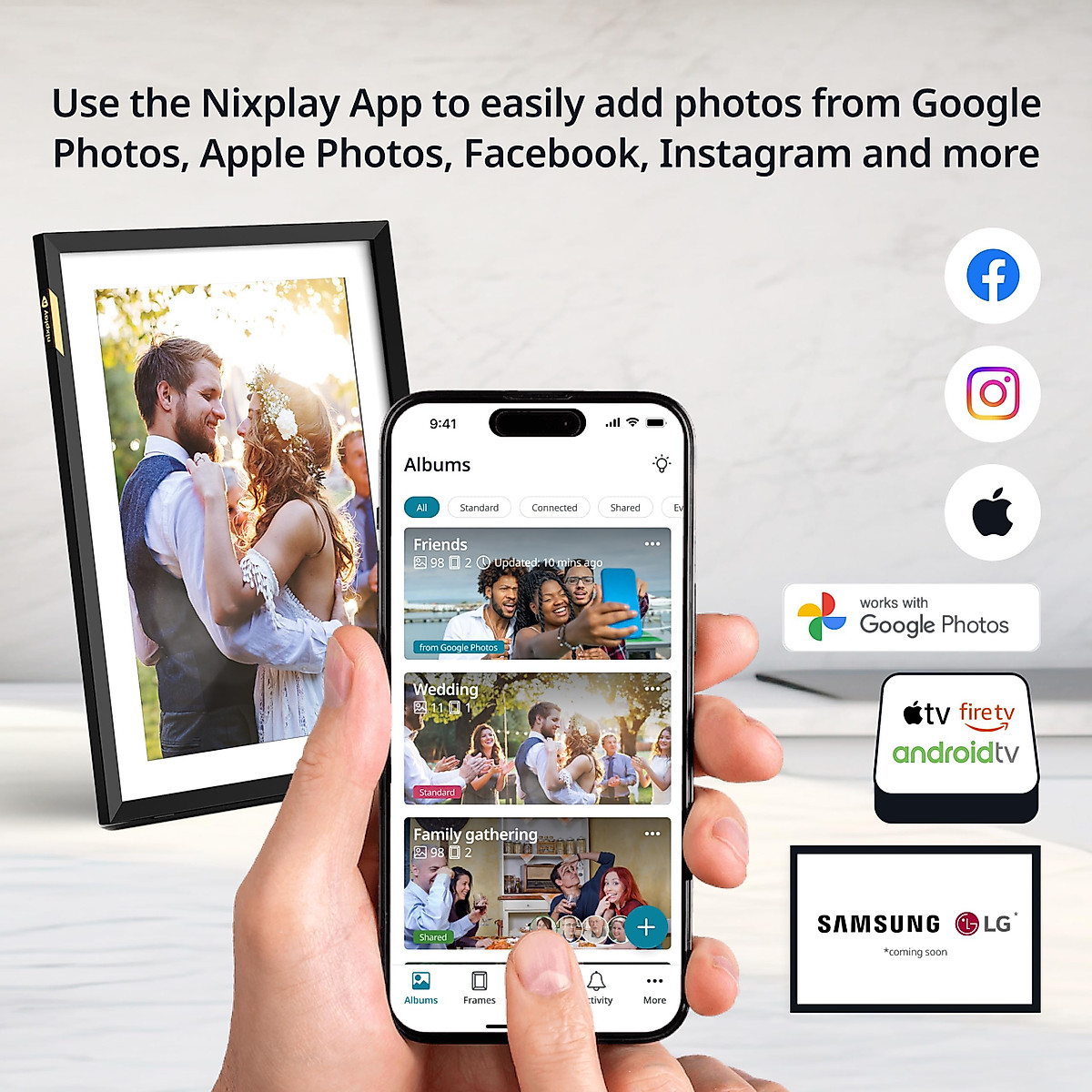 Nixplay WiFi 10.1" Touch Screen Digital Picture Frame I Easy Set Up I Share Photos and Videos Instantly via Email or App