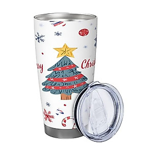 AYCZN Christmas Tree Snowflake 20 OZ Tumbler Stainless Steel Travel Coffee Mug, Xmas Insulated Water Bottle with Lid and Straws Leakproof Thermal Cup