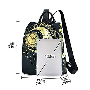 ALAZA Boho Sun Moon Backpack Purse for Women Travel Casual Daypack College Bookbag Work Business Ladies Shoulder Bag