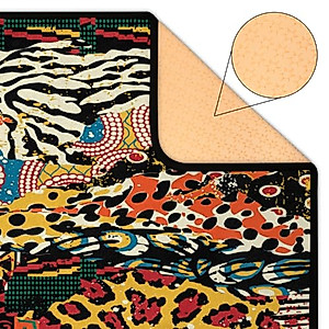 Tavisto African Animal Print Area Rug 4x6 Machine Washable Rug Ultra Soft Foldable Area Rugs with Non-Slip Backing for Office Living Room Bedroom