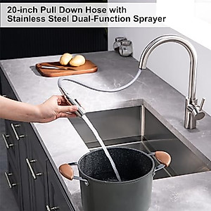 Darnok 79724SS Costa Brushed Nickel Kitchen Faucet with Pull Down Sprayer, 15-Inch High Arc Single Handle Kitchen Sink Faucet, Stainless Steel