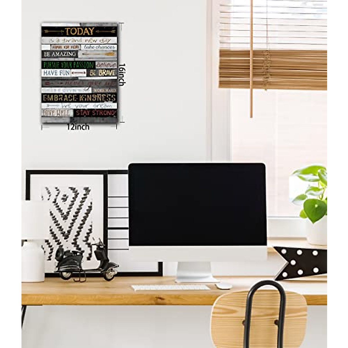 ZHAOSHOP Black and White Wall Art - Motivational Wall Art for Office - Inspirational Wall Decor for Bedroom 16" W x 12" H Stretched and Framed Ready to Hang