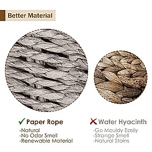 AELS Woven Baskets for Storage, Natural Hand-woven Storage Baskets for Organizing, Cubby Cubes Storage Bins for Shelves, 11" Modern Farmhouse Square Storage Cubes with Handles, Dark Gray, 4 Pack