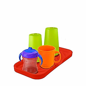 Sponge Holder for Kitchen Sink Organizer Tray [Newest Version with Drain Lip] Luxet Self Draining Sink Caddy For Dish Soap Dispenser Scrubber Brushes Bottle Dryer Kitchen Accessories Gadgets (RED)