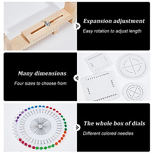 FINGERINSPIRE 1 Set Wooden Jig Bracelet Maker Kit with 4 Pcs Braiding Disk & 1 Set Sewing Straight Pin Adjustable Paracord Jig Bracelet Maker Foam Bracelet Knitting Tray Bracelet Braided Board for DIY