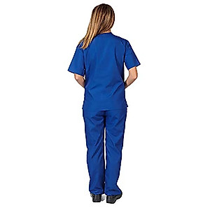 Natural Uniforms Women's Scrub Set Medical Scrub Tops and Pants - Pack of 2 Set (4X-Large, Dark Royal Blue)