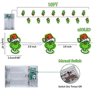 10 FT 30 LED Timer Battery Powered Christmas String Lights for Indoor Holiday Decor and Parties