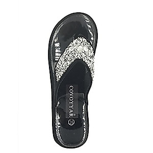 COVOYYAR Women's Summer Beach Casual Thong Shoes Platform Sandals Flip Flops (7.5, Black)