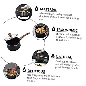HOLIDYOYO Pot Stainless Cookware Pastel Milk Pan Coffee Heater Butter Coffee Milk Warmer Soup Bowls with Lids Milk Coffee Candy Creamer Fruit Dip Work on Outdoor Cookware Wood Black