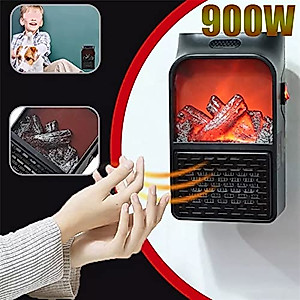Outdoor Garden Heater 900W Electric Wall-outlet Flame Heater EU Plug Air Warmer PTC Ceramic Heating Stove Radiator Household Wall Patio Heater
