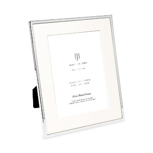 Isaac Jacobs 7x9 (Matted 5x7) Silver Metal Picture Frame, Classic Metal Photo Frame Made For Tabletop & Hanging Display, Home and Office Décor, Photo Gallery and Wall Art (7x9 (Matted 5x7), Silver)