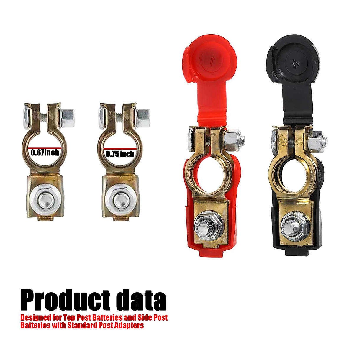 cueclue 6 PCS Automotive Terminal Clamps Connectors, Universal Negative & Positive Cable Terminals, for Automobile, Truck and RV (Multicolored)