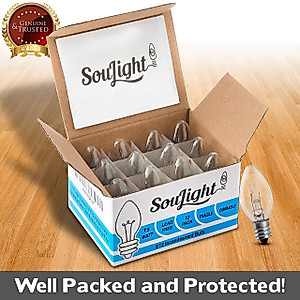 Salt Rock Lamp Bulb 12 Pack. 15 Watt Replacement Bulbs for Himalayan Salt Lamps & Baskets, Chandeliers, Scentsy & Wax Warmers, Night Lights. E12 Socket with Candelabra Base, C7