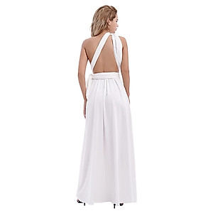 IBTOM CASTLE Women's Transformer/Wrap Solid Maxi Cocktail Dress (4/XS, White)