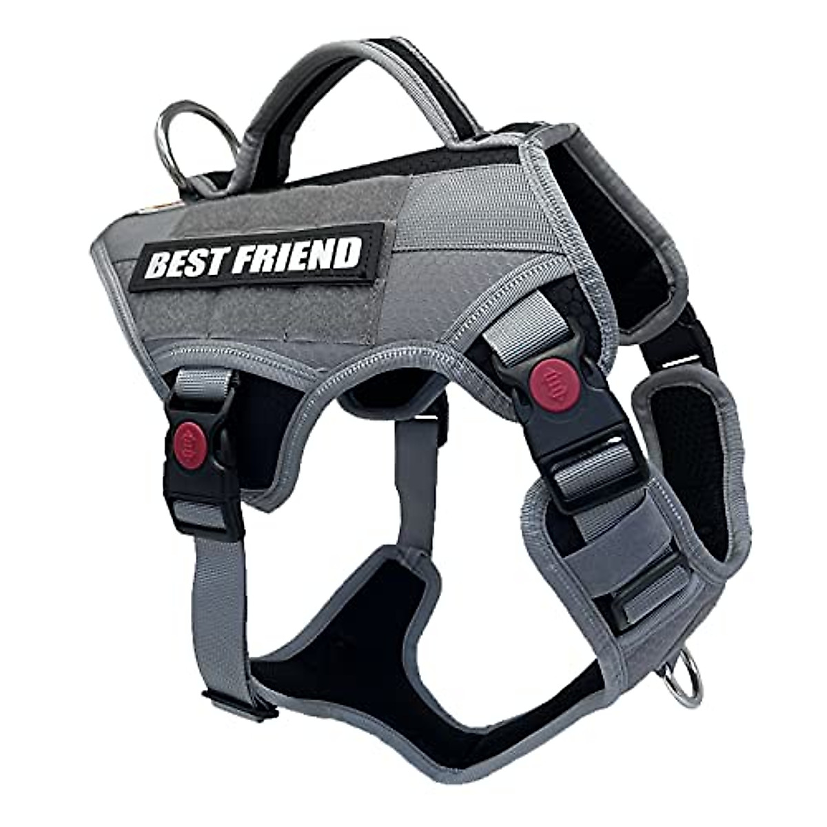 Albcorp Tactical Working Dog Vest Harness - No-Pull Service Dog Jacket with Reflective Hook & Loop Patches - Padded Handle, Front/Side Buckles with Quick Release Buttons, Adjustable Straps - Black, XL