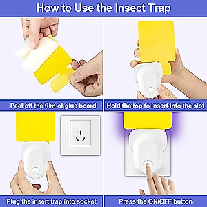Flying Insect Trap Plug in, Indoor Electric Fly Insect Trap Gnat Killer for House Home, Catch Fruit Flies, Mosquitoes, Gnats, Moths & Other Insects with UV Light and 10 Pcs Sticky Pads, 2 Pack