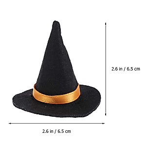 6pcs Mini Felt Witch Hats Handmade Wine Bottle Decor for Halloween Party Favors DIY Hair Accessories Crafts (Red)