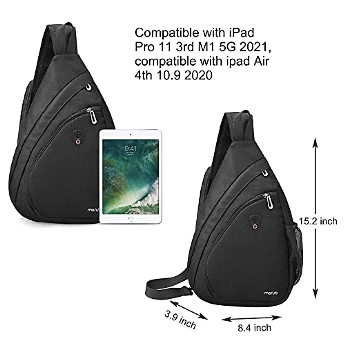 MOSISO Sling Backpack,Travel Hiking Daypack Pattern and Fan-shaped Rope Crossbody Shoulder Bag, Navy Blue Base Totem Texture&Black