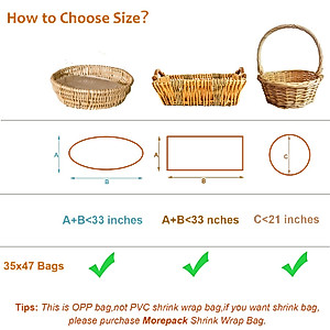 Morepack Extra Large Cellophane Bags for Gift Baskets 35x47 Inches, Jumbo Big Clear Cellophane Bags 20Pieces