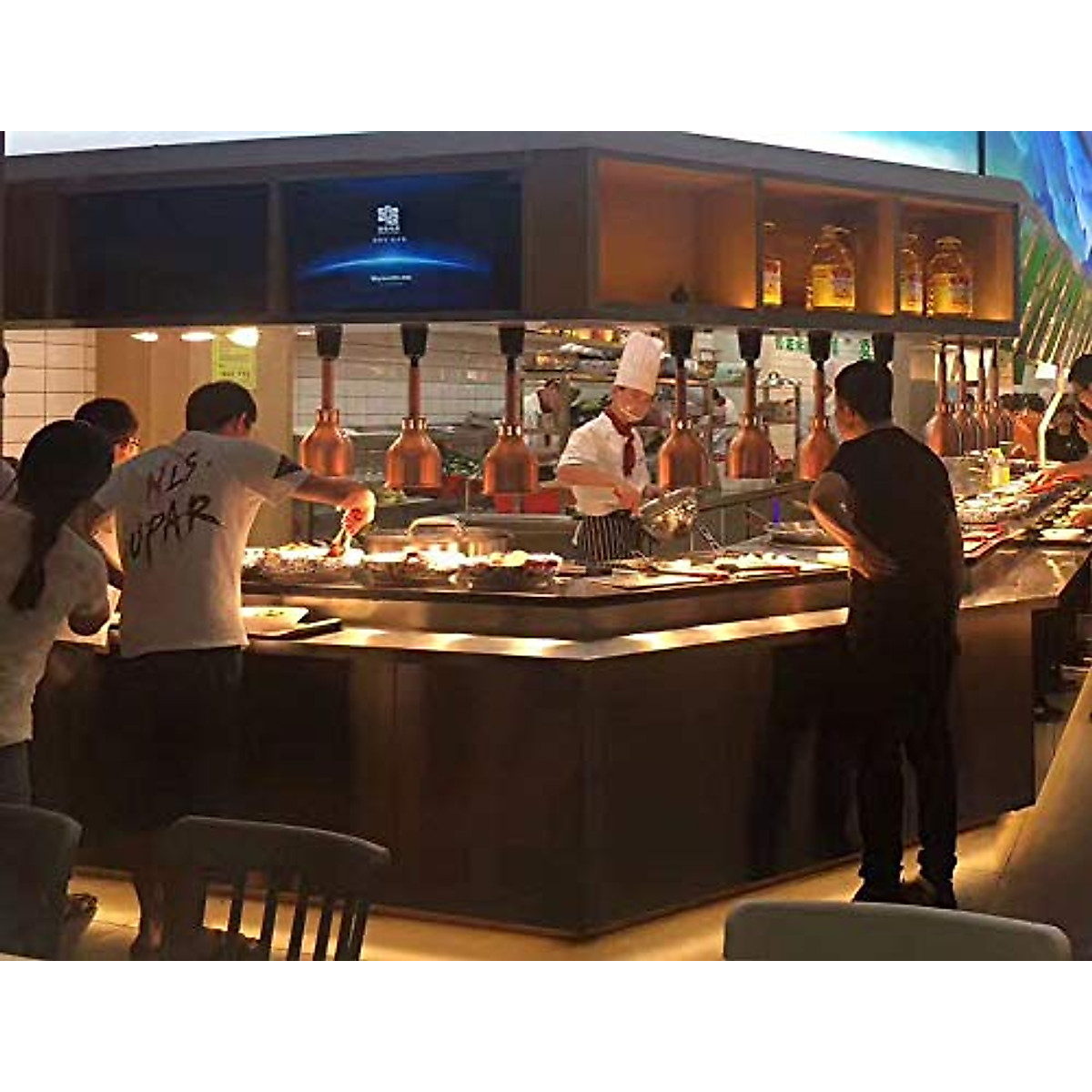 Commercial Heat Lamp Food Warmer, Buffet Heating Light for Keep Food Warm Food Heating Lamp with 250W Infrared Bulb Restaurants Kitchen Equipment Hanging Chandelier Telescopic