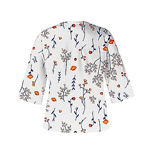 Todays Daily Deals Womens Summer Tops 3/4 Bell Sleeve V-Neck Fashion Floral Graghic Shirts Loose Lightweight Summer Vintage Blouses Beige XL