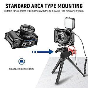 NEEWER ZV-E10 Camera Cage Compatible with Sony ZV-E10, Aluminum Video Shooting Cage Rig with Arca Type QR Plate, 1/4" Threads, Cold Shoe Mounts Compatible with SmallRig Top Handles Video Rigs, CA003