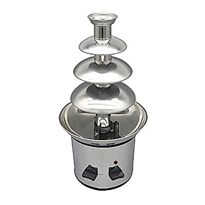 CHOLISM Chocolate Fondue Fountain Machine, 4 TIER 3-Pound Capacity Stainless Steel Fondue Fountain for Chocolate Nacho Cheese, BBQ Sauce, Ranch, Liqueurs