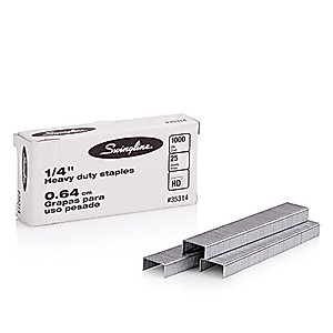 Swingline Staples, Heavy Duty, 1/4" Length, 25 Sheet Capacity, 100/Strip, 1000/Box, 1 Pack (35314 )