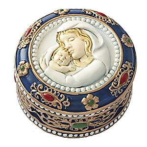 Fashion Craft Madonna and Child Rosary Trinket Box, 2 3/4", Multicolor