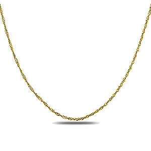 PORI JEWELERS 18K Gold 1.8MM Singapore Chain Necklace- Available in Yellow, White or Rose -14"-30" (Yellow, 24)