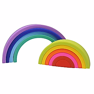 WeFidget 10 Layers Colorful Silicone Rainbow Stacker, Nesting Rainbow, Early Development, Rainbow Sensory Toy, Rainbow Stacking Toy