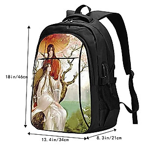 Grtswp Heaven Official's Blessing Anime Backpacks Laptop Backpack with USB Charging Port Casual Travel Daypack for men women