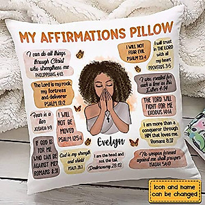 Personalized Christian Affirmations Pillow, Home Decorative Throw Pillow, Bible Verses Inspirational Quotes Pillow for Girls Women, Bedroom Nursery Sofa Couch Decor Gifts