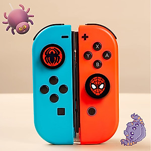 PERFECTSIGHT Spider Switch Joycon Thumb Grips, Cut Animal Joystick Caps for Nintendo Switch, 4 PCS Thumbstick Cover for Switch Lite, Switch OLED, Analog Stick Button Cover for NS Controller