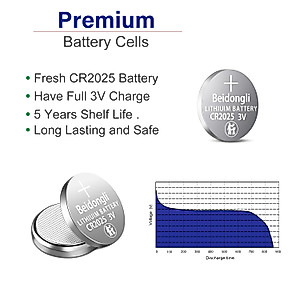 Beidongli CR2025 3V Lithium Coin Battery (10-batteries)【5-Year Warranty】