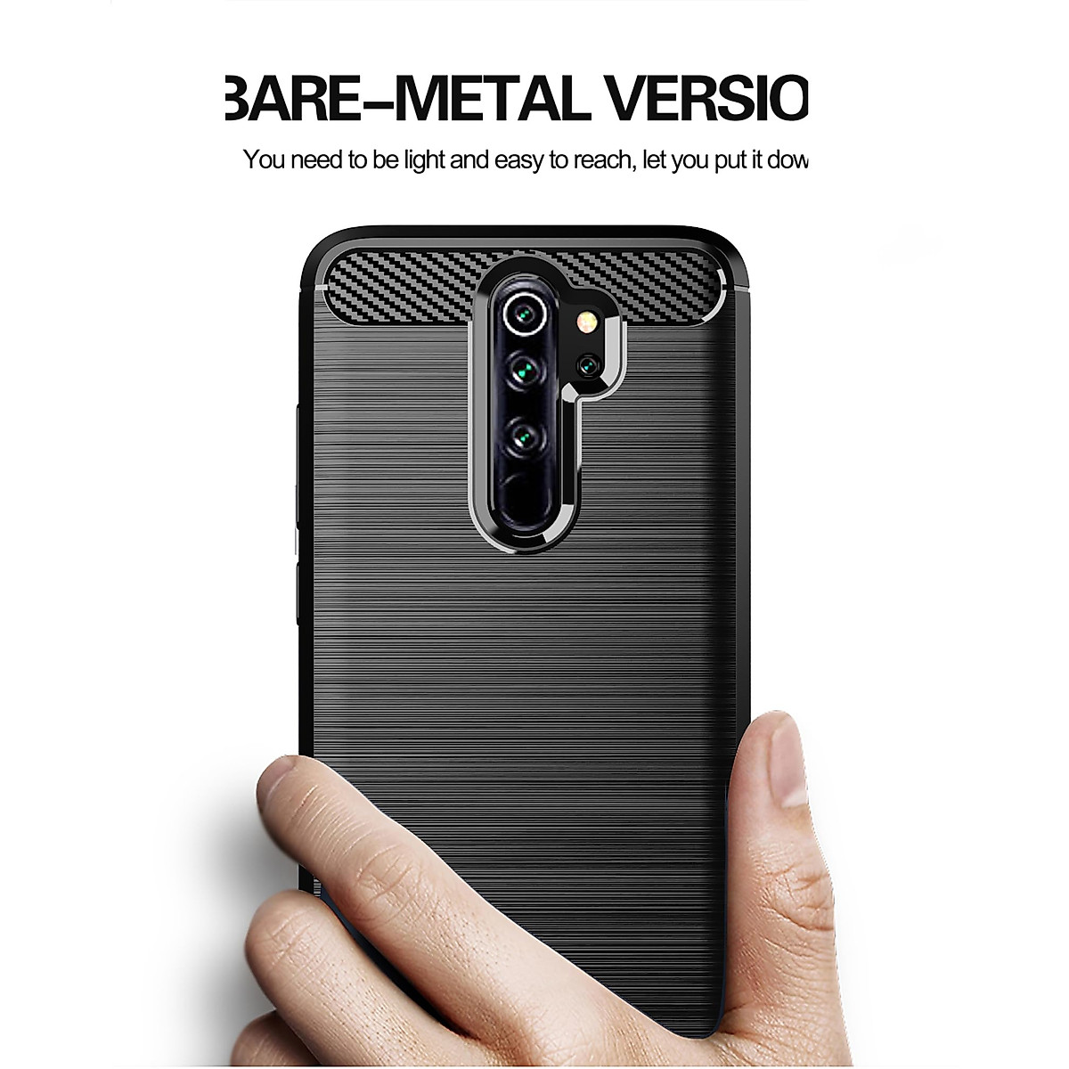 EUAGVQY for Xiaomi Redmi Note 8 Pro Case Carbon Fiber Soft TPU Anti-Slip Durable Lightweight Protective Phone Cover for Redmi Note 8 Pro,Black