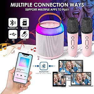 Mini Karaoke Machine with 1 Wireless Microphones for Kids Adults, Portable Bluetooth Speaker Toy for Girls and Boys 2 4 5 6 7 8 9 10 12 Year Old Girl Christmas Birthday Gift Home Party Ideas (Pink)
