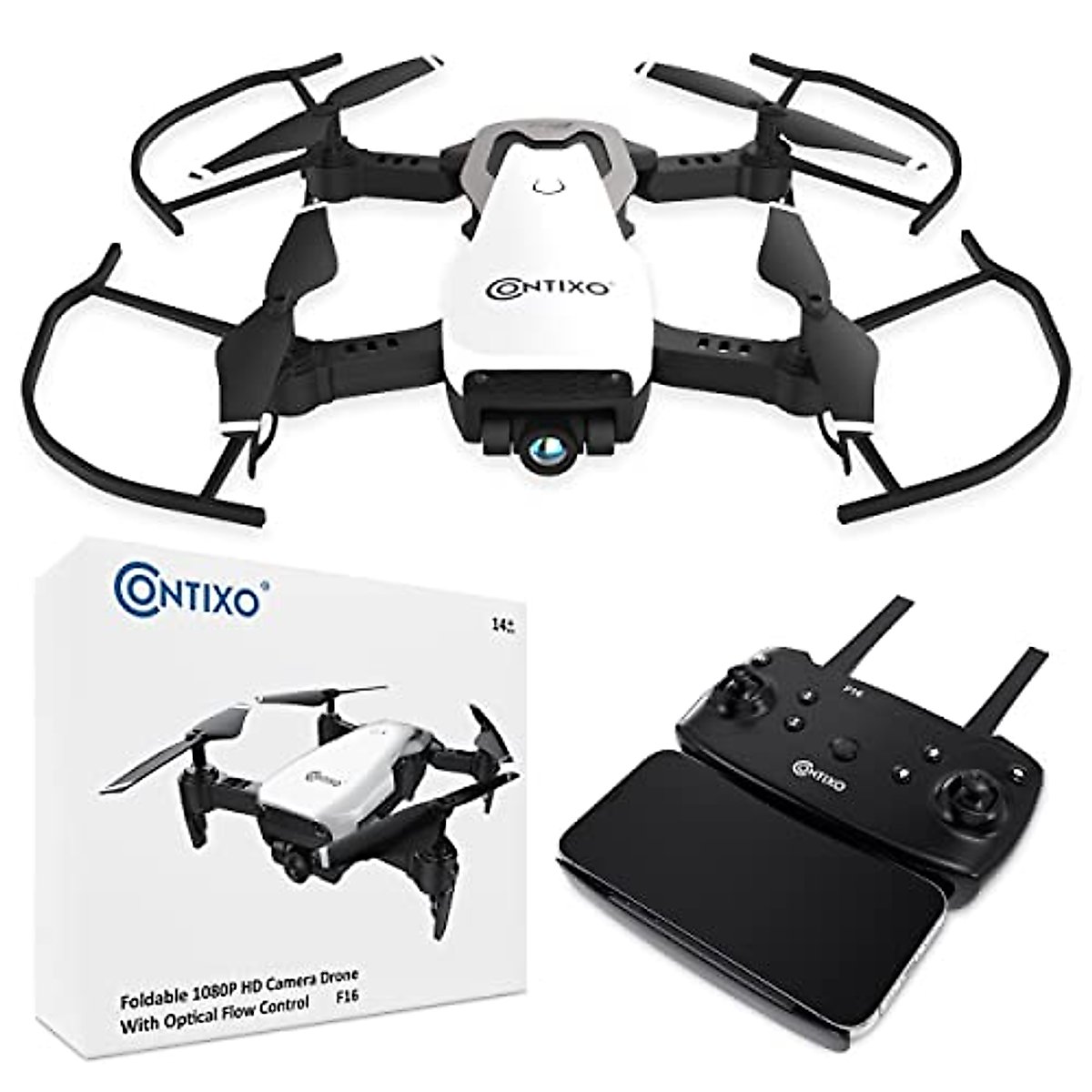 Contixo F16 FPV Drone with Camera for Kids - 2.4G RC Quadcopter Drones for Kids and Beginners with 6-Axis Gyro, 1080P HD Camera, Follow Me Mode, Gesture Control, Headless Mode, WiFi, 2 Batteries