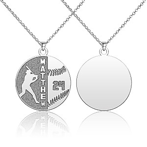 SexyMandala Baseball Necklace Number Necklace Custom Sports Number Pendant Necklace Gold Personalized 925 Sterling Silver