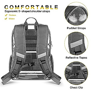 GEAMSAM Clear Backpack, Heavy Duty Transparent Backpack with Reinforced Bottom See Through Backpack for College, Travel, Workplace Security - Gray
