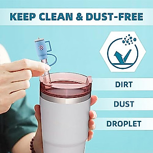 Silicone Spill Stopper for Stanley 40/30 oz The Quencher H2.0 Flowstate Tumbler with Handle for Cup Accessories Include Straw Cover Cap Round Leak Stopper Square Spill Stopper (Version 1.0&2.0-6PCS-B)