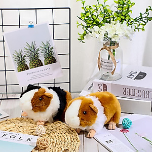 Aoriher 2 Pcs Cute Guinea Pig Stuffed Animal 8 Inch Soft Guinea Pig Plush Toys Nice Gift for Boys Girls Christmas Birthday Themed Party Supplies(Black, Yellow)