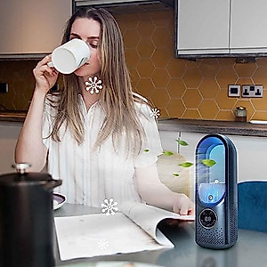 USB Leafless Fan - Portable Air Conditioner Multifunctional Timing Conditioning Fan, Household Dormitory Office Desktop Humidification Electric Fan, for Travel Camping (Blue)